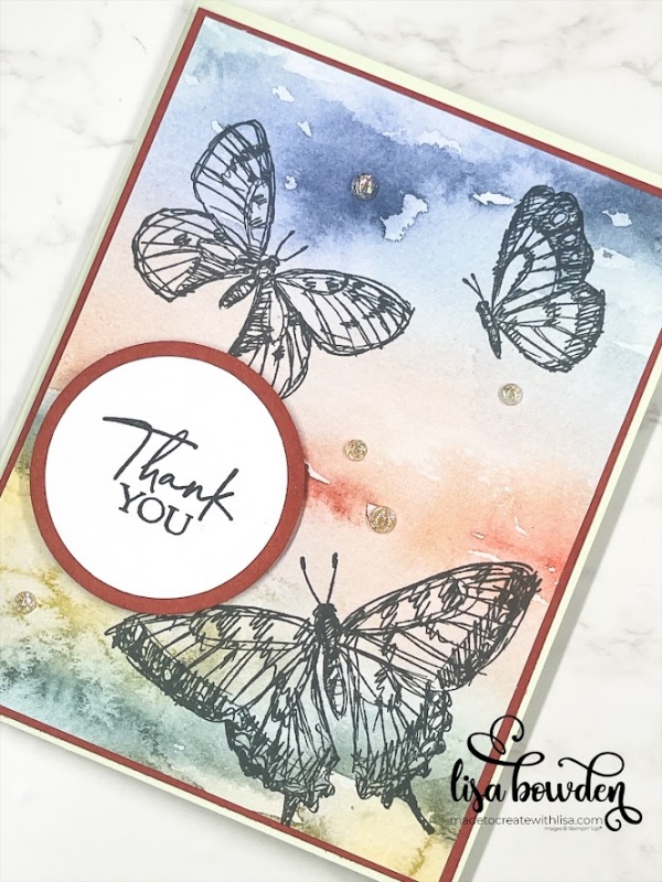 Sketched Butterflies Thank You Card - Made to Create with Lisa