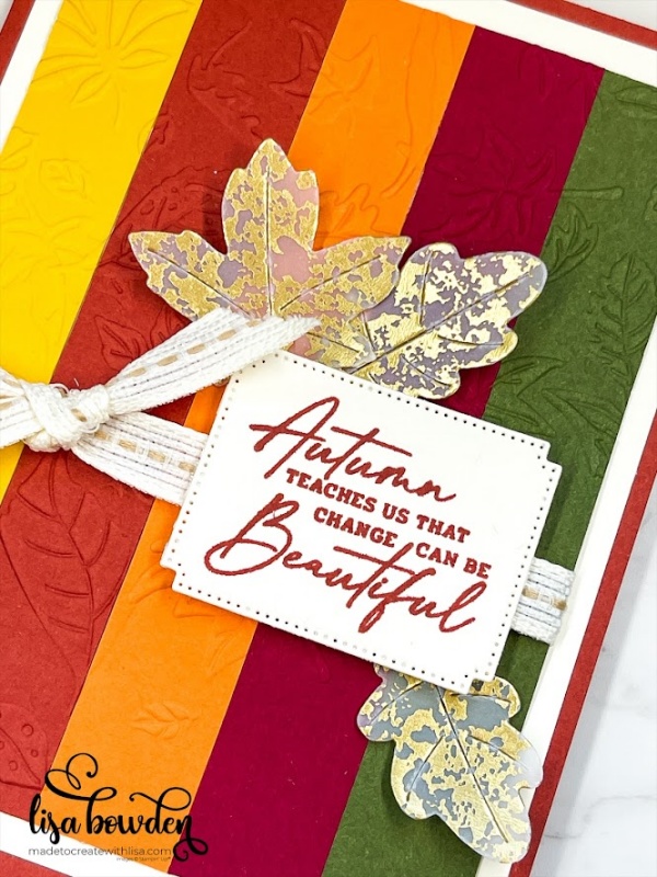 Autumn Leaves Paper Strip Embossed Card - Made to Create with Lisa